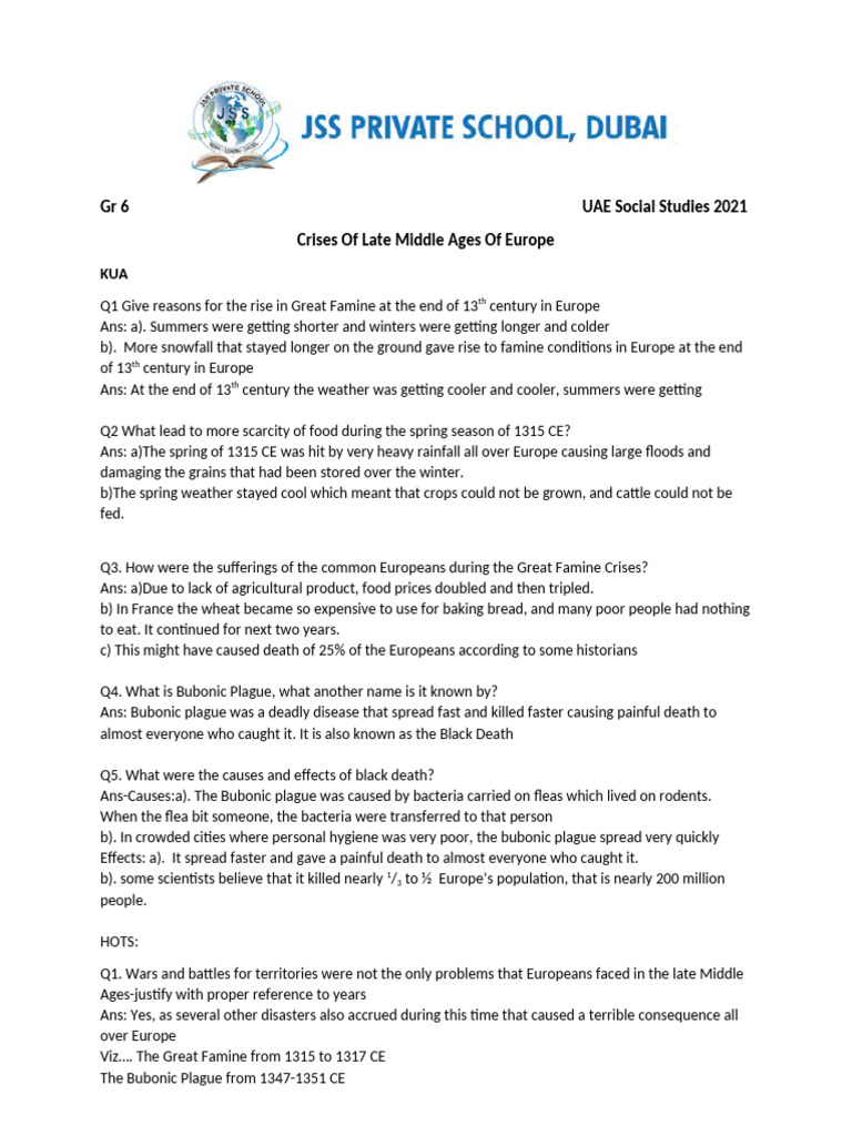 Crises of the Late Middle Ages | PDF | Black Death | Famine