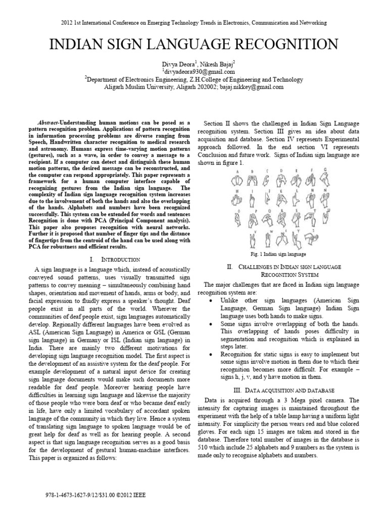 Indian_sign_language_recognition | PDF | Sign Language | Image Segmentation