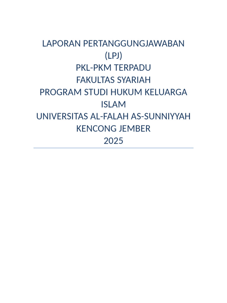 LPJ PKL-PKM Terpadu 2025 Update | PDF