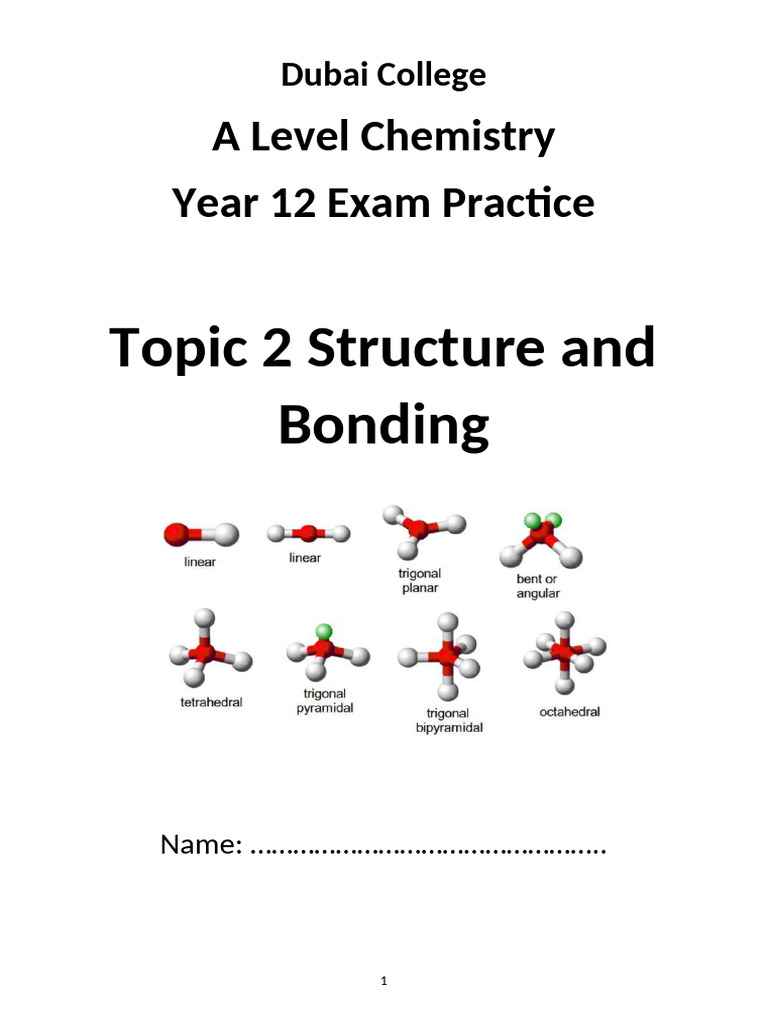 Bonding Exam Book - With Answers | PDF | Chemical Bond | Intermolecular ...