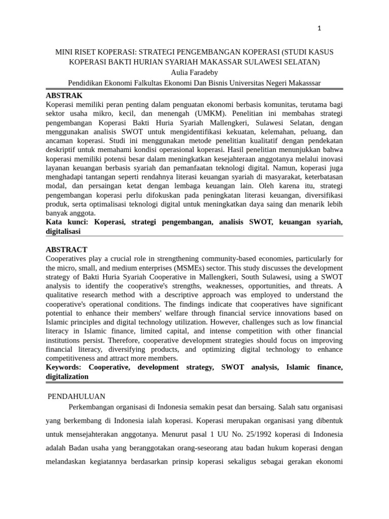 Mini Riset Koperasi | PDF