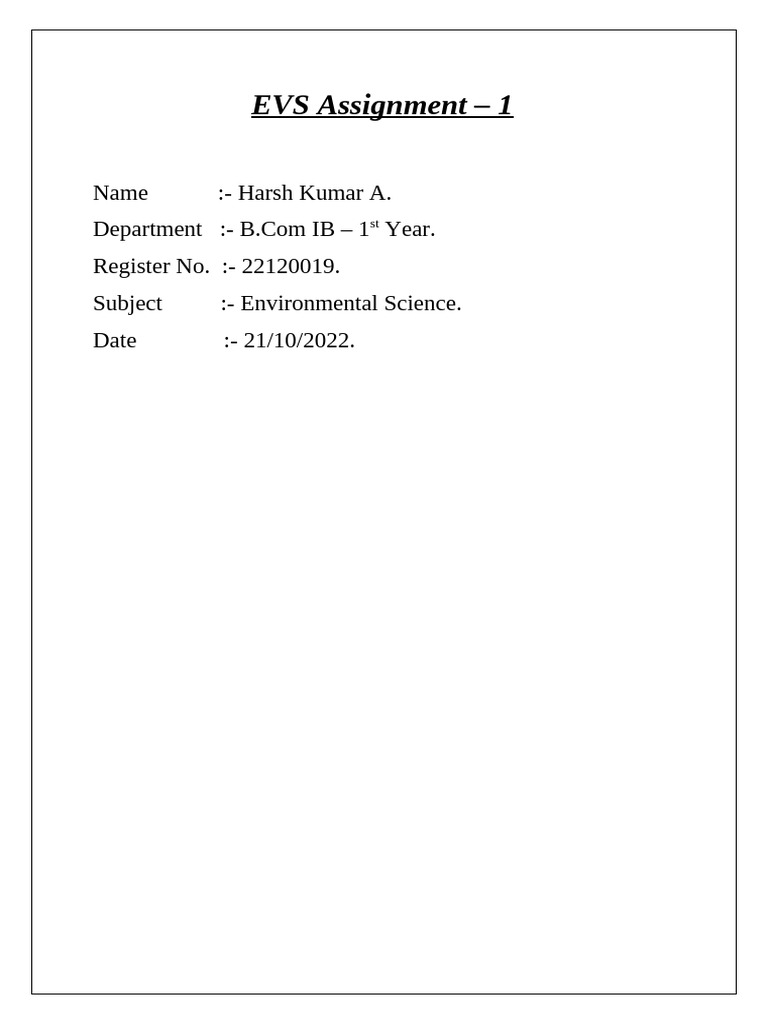 Evs Assignment Pdf Particulates Air Pollution