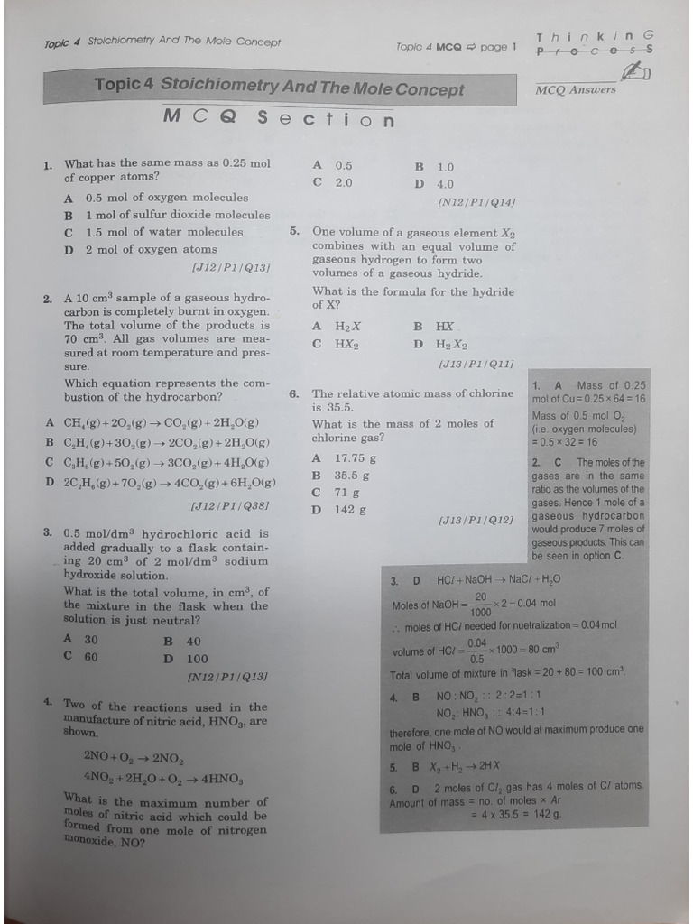 4 Stoichiometry and The Mole Concept | PDF
