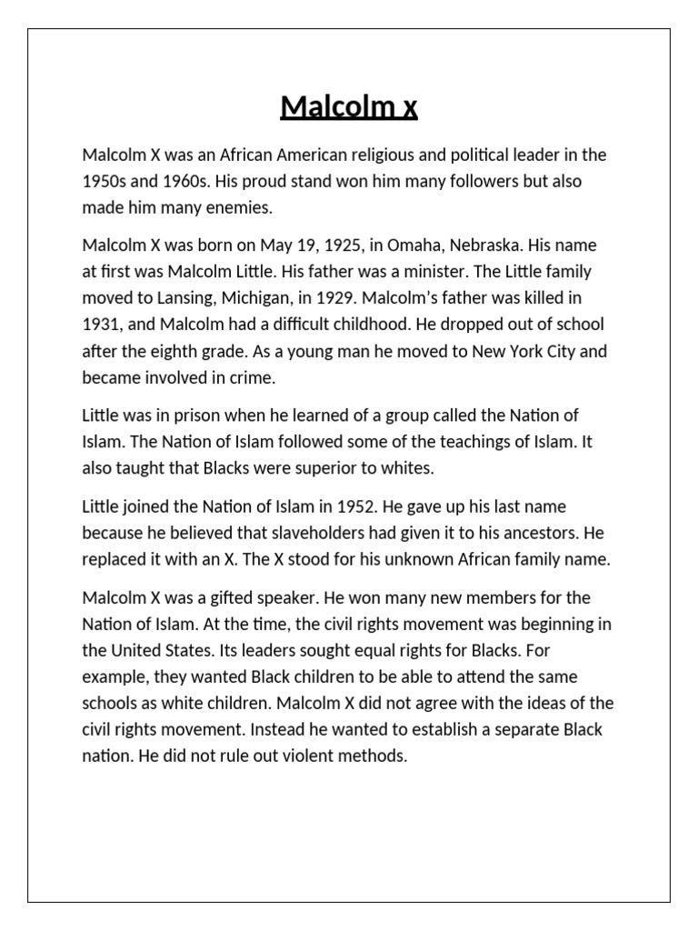 Malcolm X: Life and Legacy | PDF