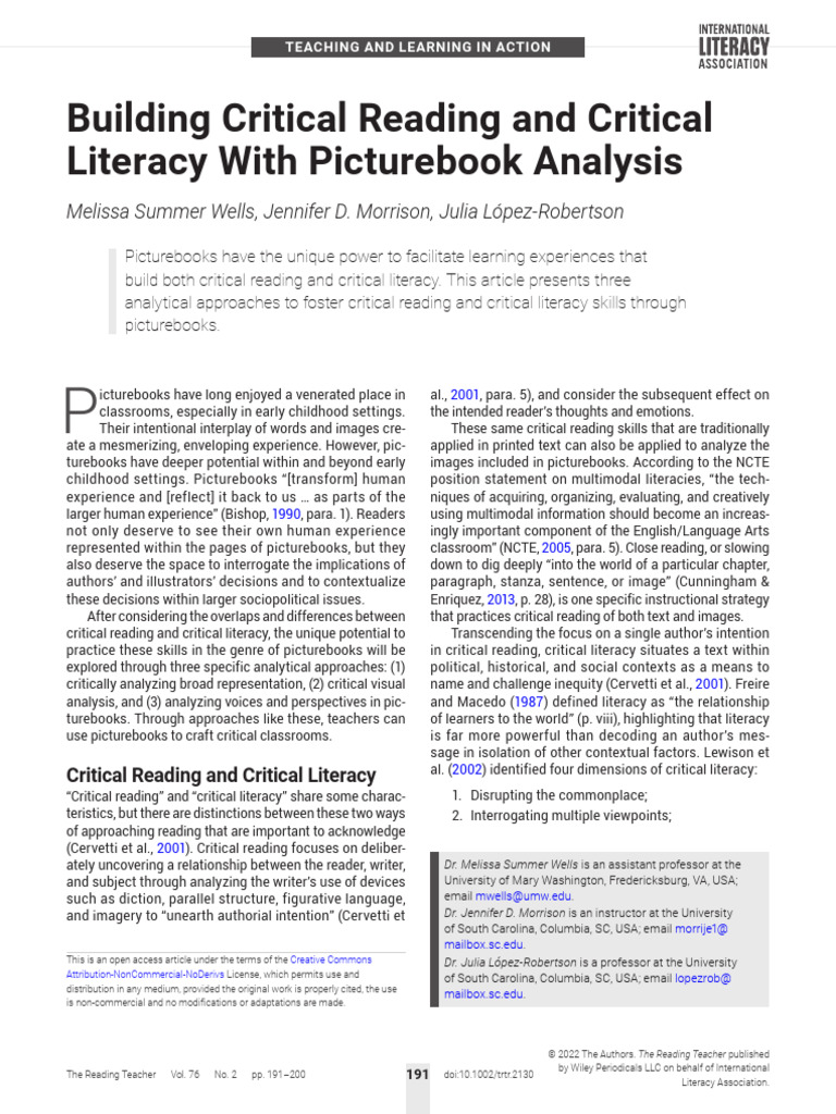 Building Critical Reading and Critical | PDF | Literacy | Picture Book
