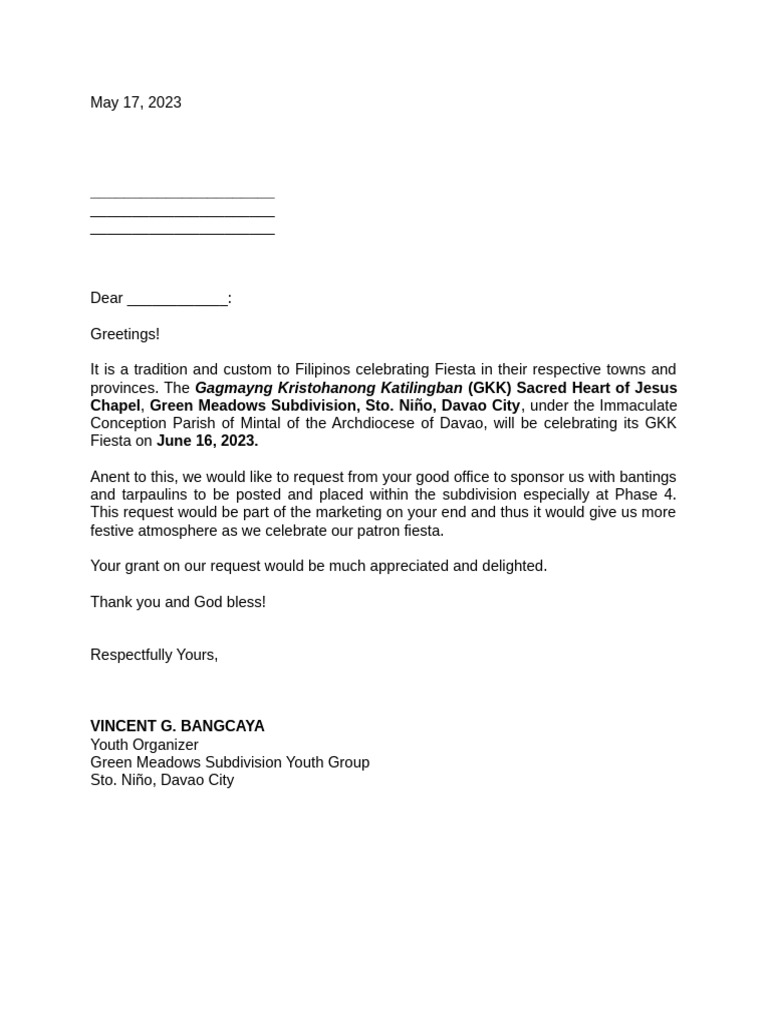 Converege Letter For Bantings | PDF