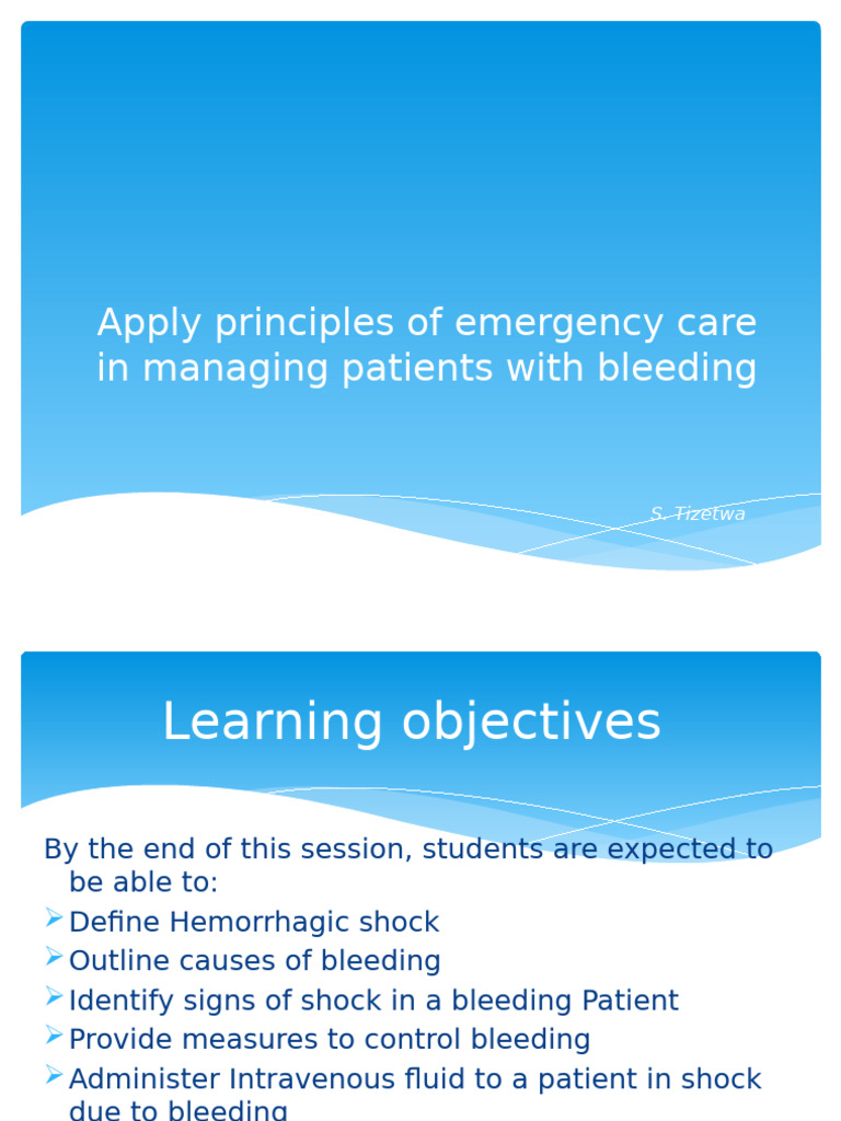 SESSION 12. Managing of bleeding patient | PDF | Bleeding | Shock ...