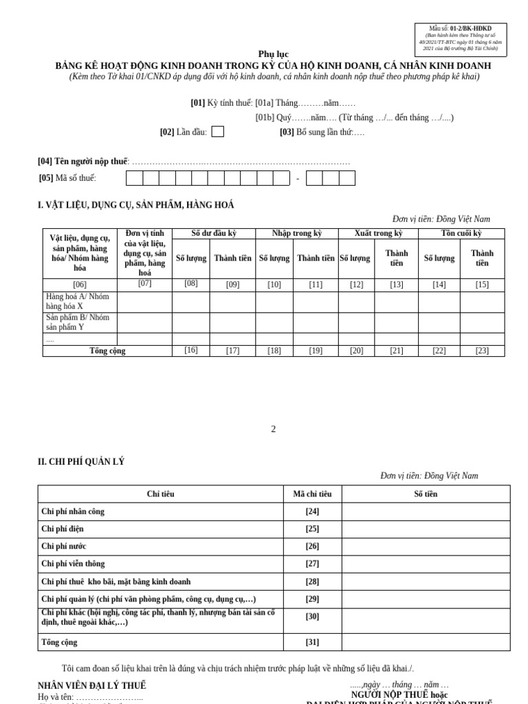 Mẫu 01.2.BK.HĐKD | PDF
