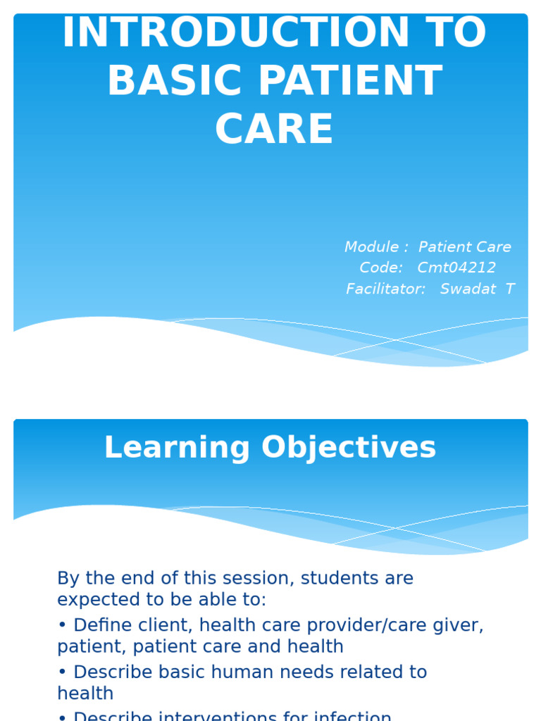 SESSION 1 Introduction To Basic Patient Care | PDF | Self Actualization