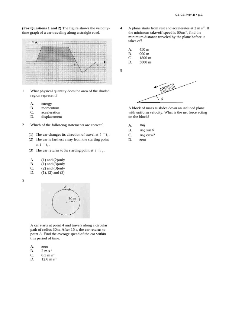 Physics Questions on Motion and Forces | PDF | Waves | Physical Phenomena