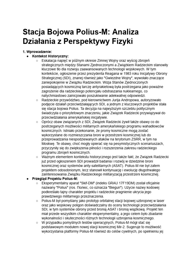 Polius-M- fizyka stacji bojowej | PDF