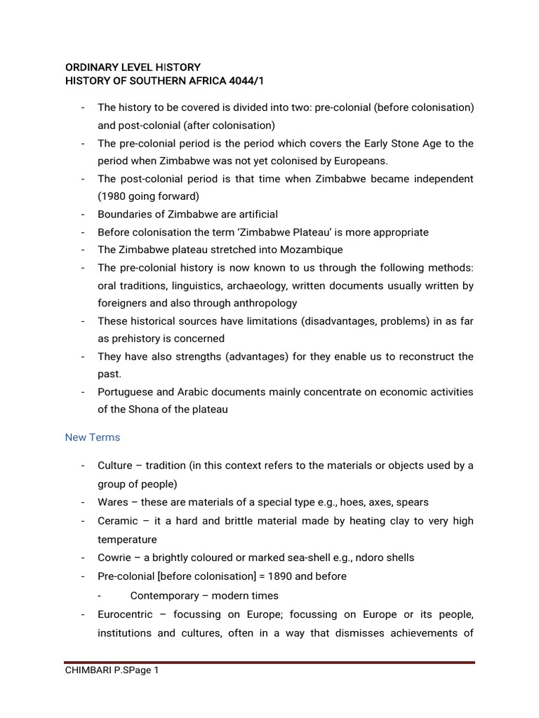 African History Notes by Sydney | PDF | Anno Domini | Zimbabwe