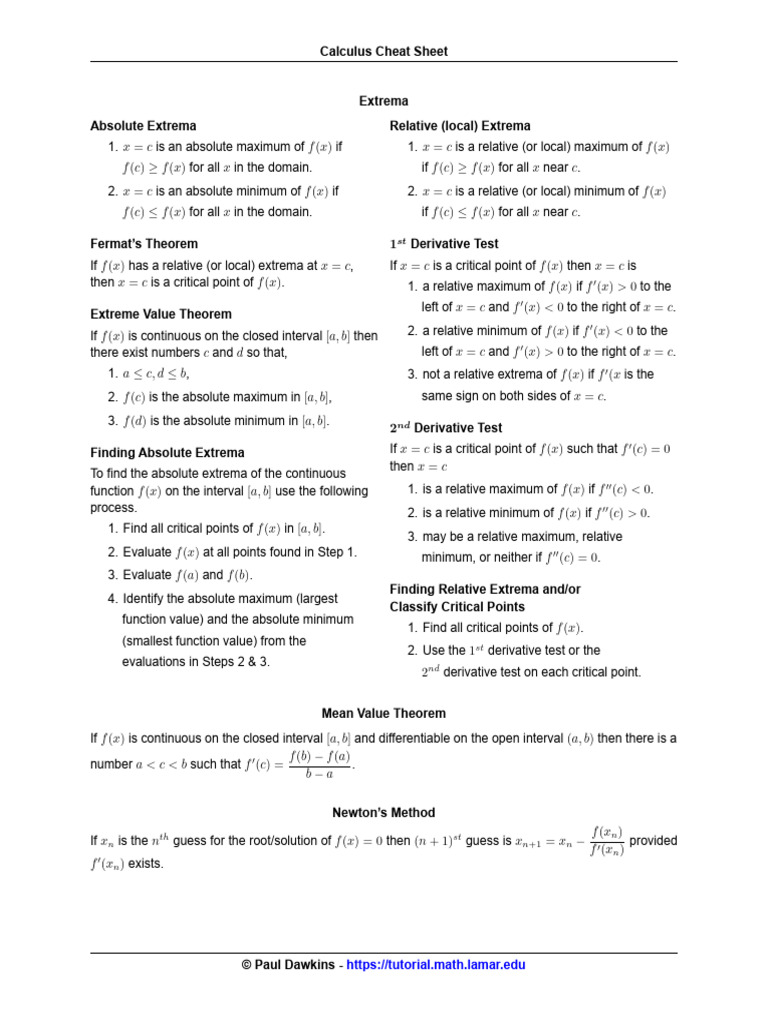 Calculus_Cheat_Sheet_All 5 | PDF | Mathematical Analysis | Differential Calculus