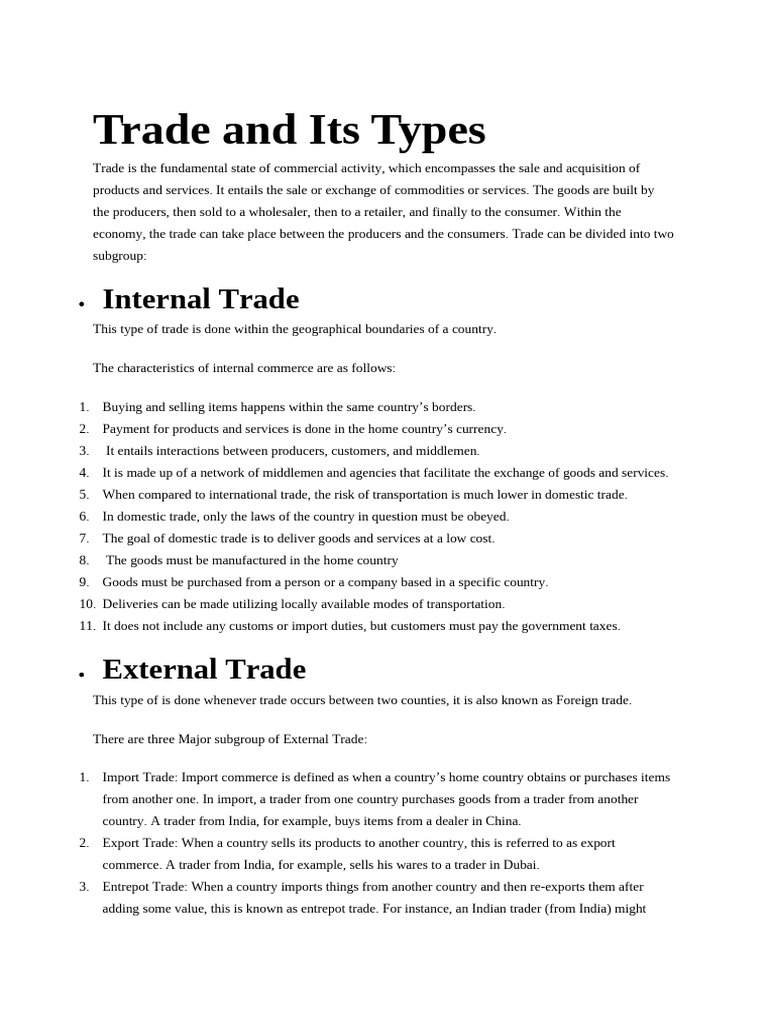Trade and Its Types, Barriers To Trade | PDF | Trade | Exports
