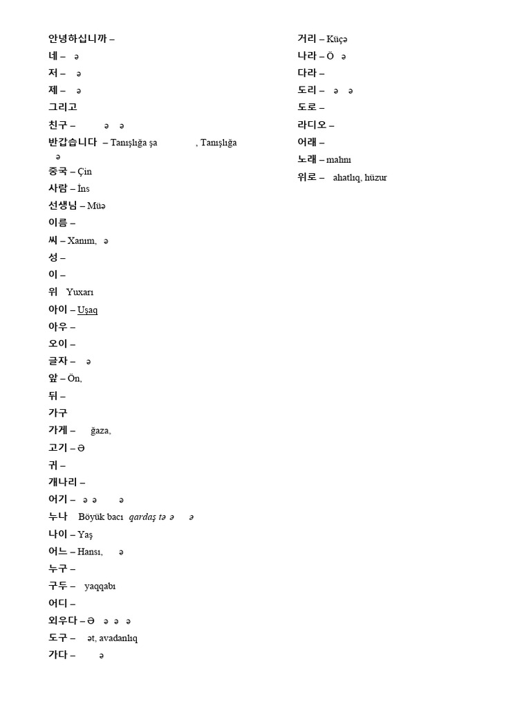 Korean Vocabulary Yonsei 1 (Unit 1) | PDF