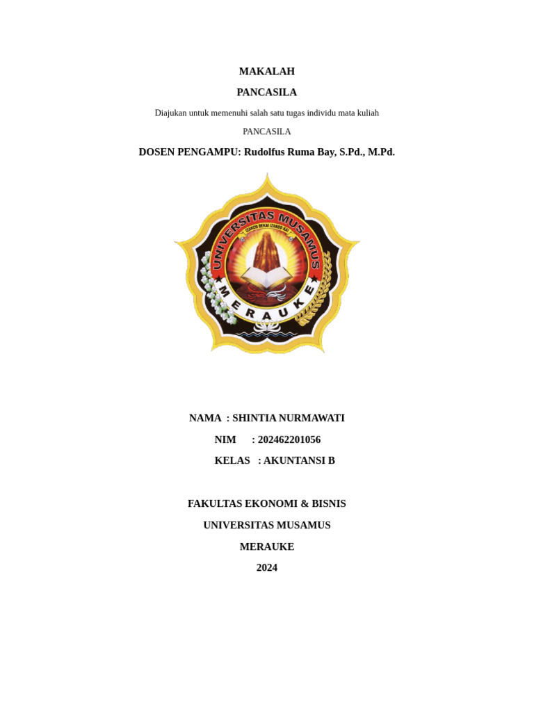 Makalah Uts Shintia Pancasila | PDF