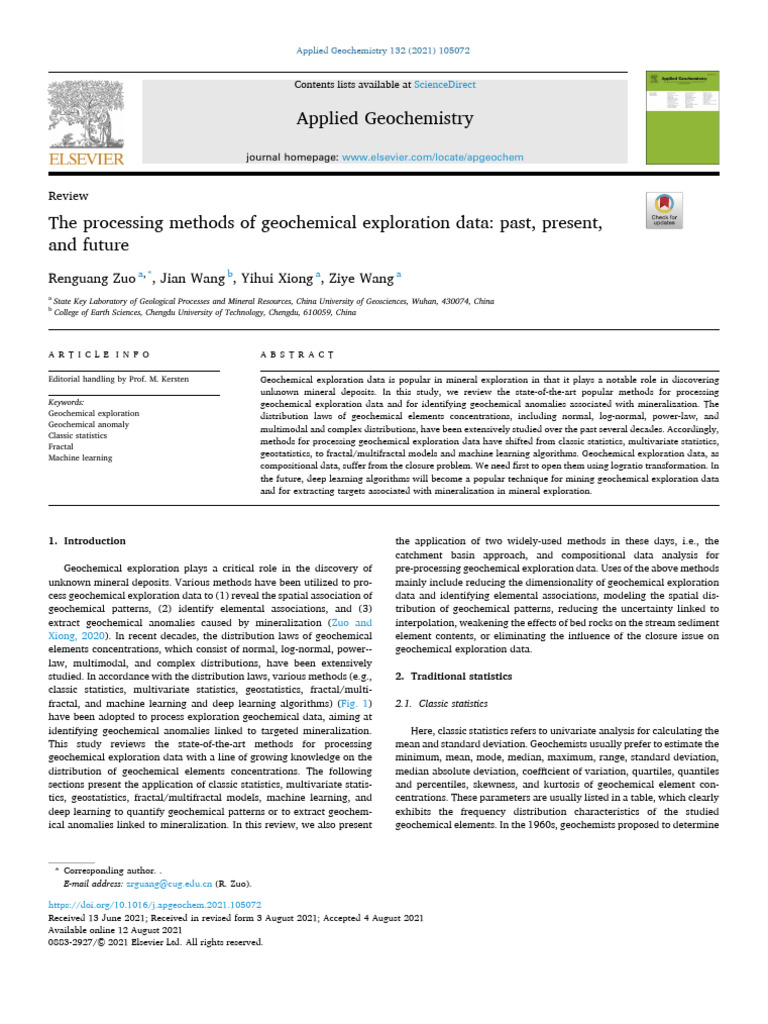 Geochemical Data Processing Methods Review | PDF | Machine Learning ...