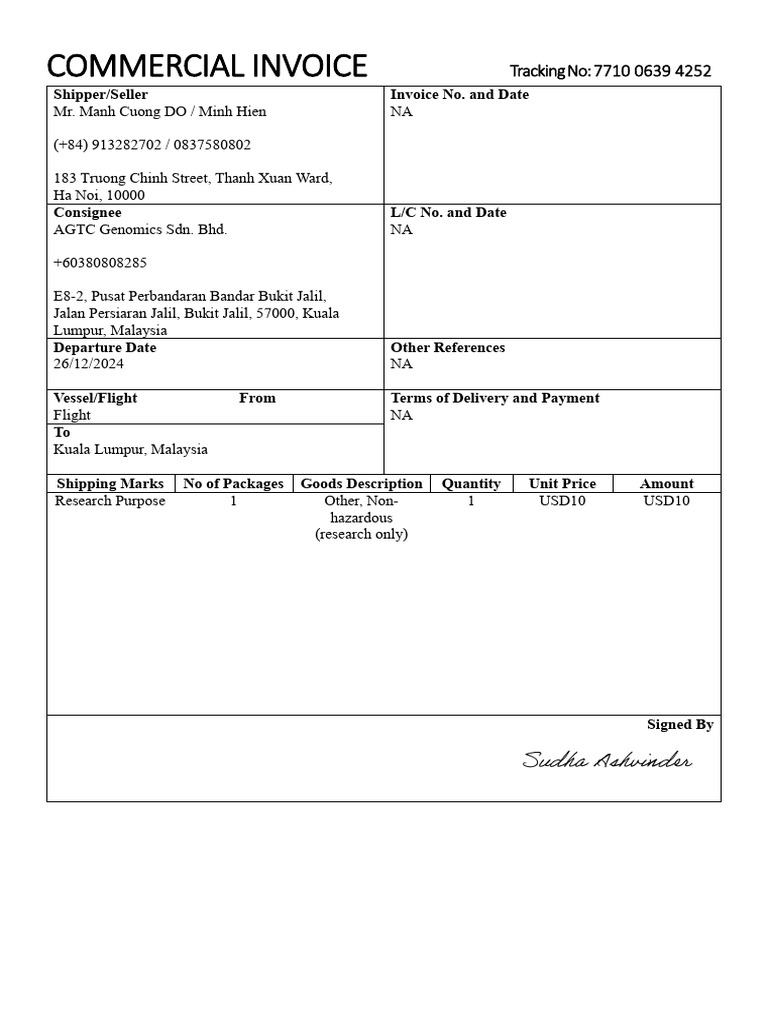 Commercial Invoice - 26122024 | PDF