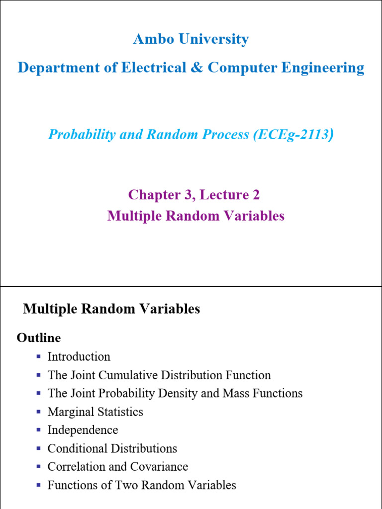 03 Multiple Random Variables I | PDF | Probability Density Function | Probability And Statistics