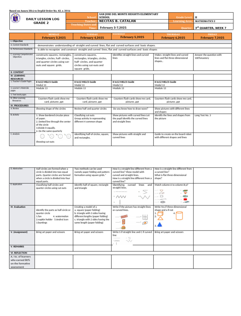 4as DLL Math 2 Melc Based Q3 W8 | PDF | Shape | Area