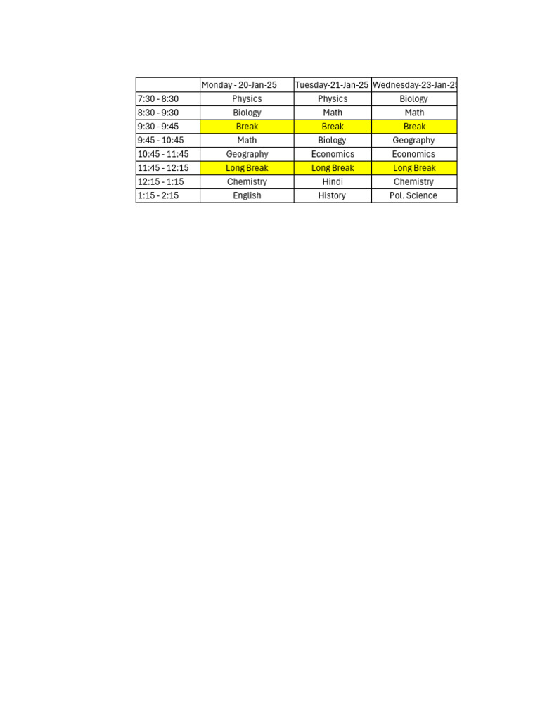 Grade 10 Revision Schedule | PDF