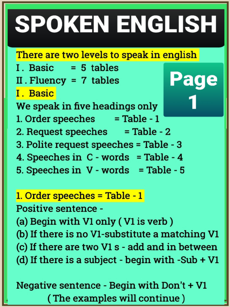 English Tables in English | PDF