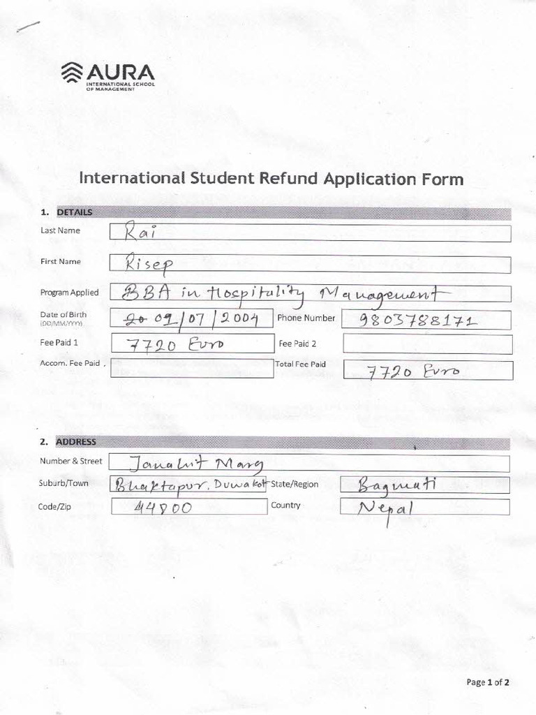 Risep Rai Refund Form | PDF
