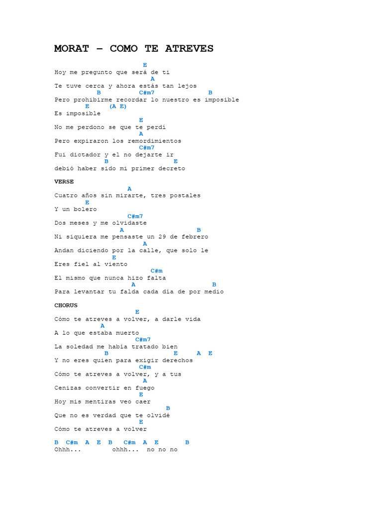 Morat - Como Te Atreves | PDF