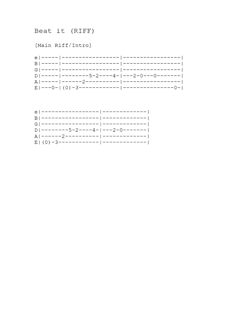 M. Jackson - Beat It - Riff | PDF