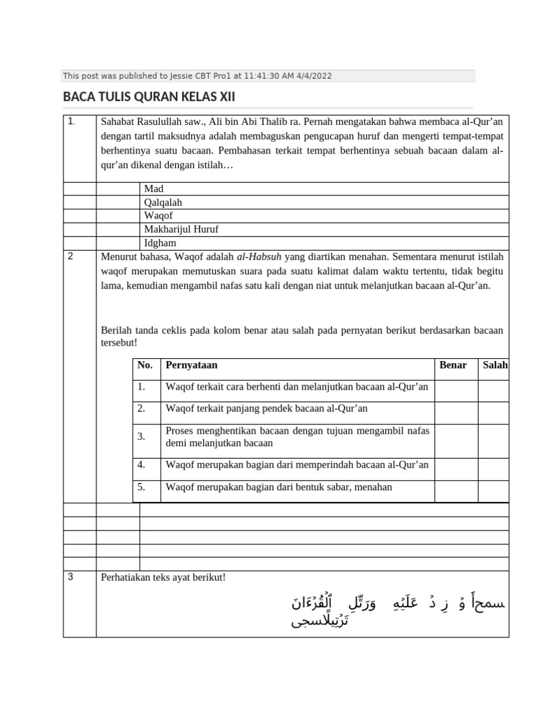 Template Soal Pat | PDF