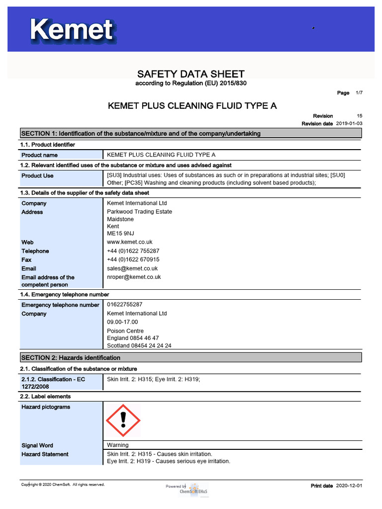 Plus Cleaning Fluid Type A | PDF | Volatile Organic Compound | Waste