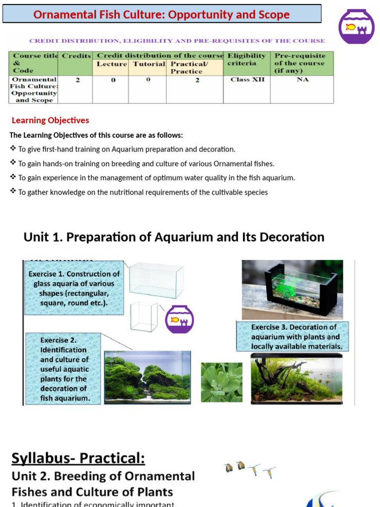 Ornamental Fish Culture: Setup & Management | PDF | Aquarium | Fish And ...