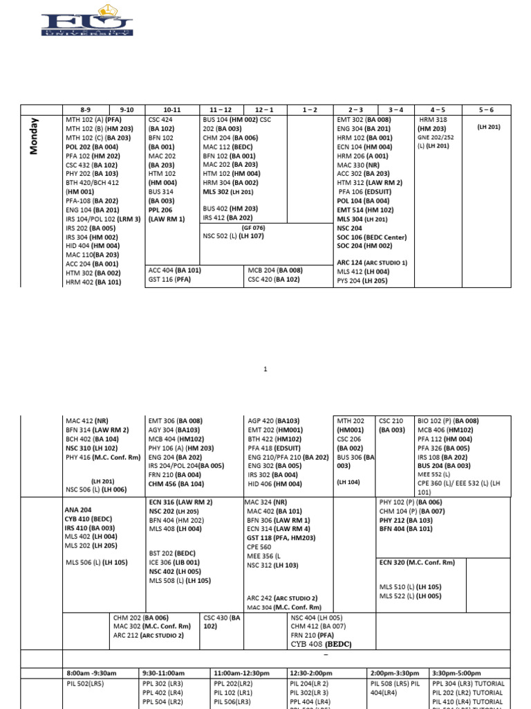 DRAFT Lecture Timetable 2nd Semester 2023-2024 ELIZADE UNIVERSITY | PDF | Engineering | Science