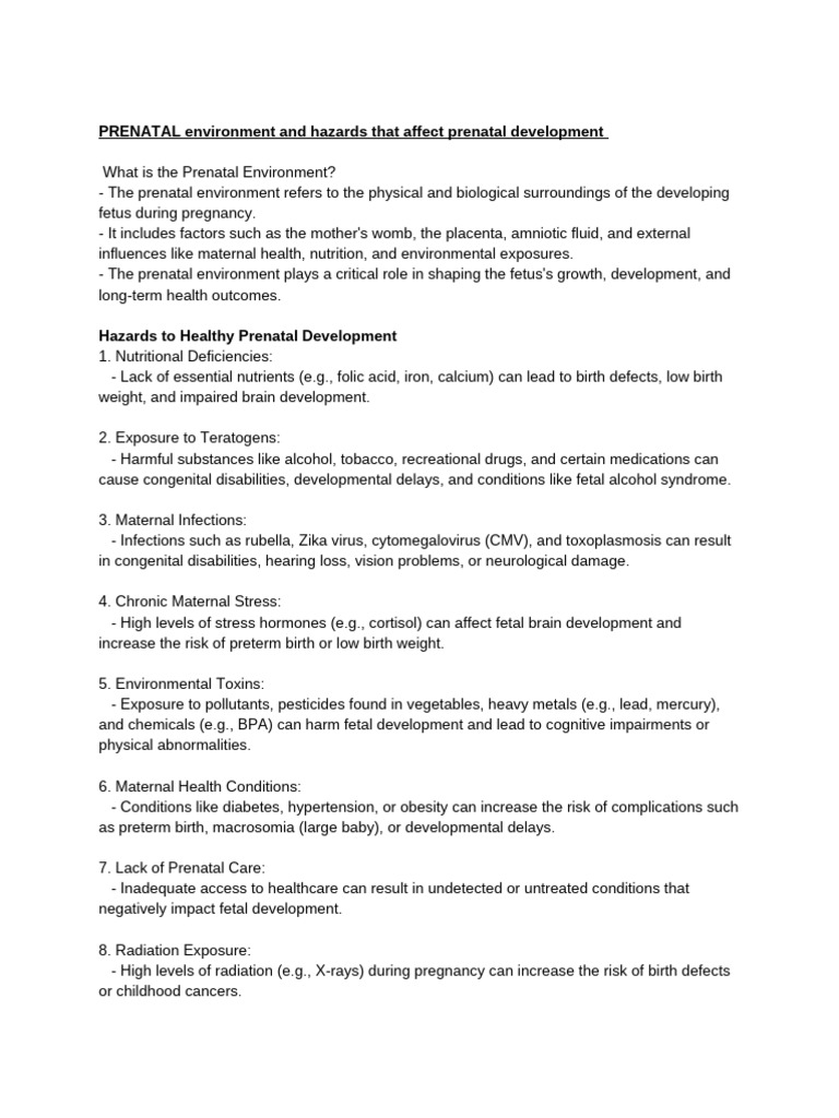 Hazards Impacting Prenatal Development | PDF | Prenatal Development | Fetus