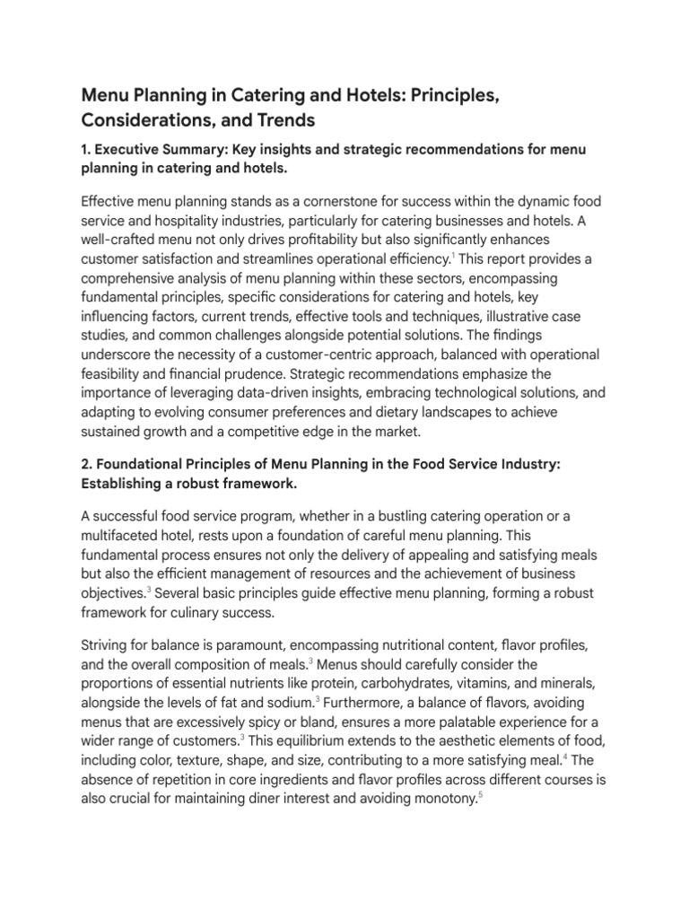 Menu Planning - Catering and Hotels | PDF | Menu | Restaurants