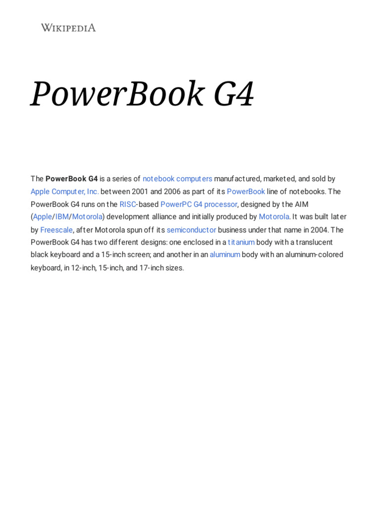 PowerBook G4: Apple's Iconic Laptop Series | PDF | Apple Inc. Hardware ...
