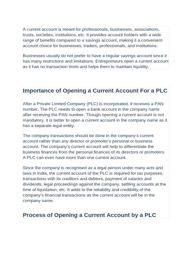 Current Accounts for Executives Explained | PDF | Transaction Account ...