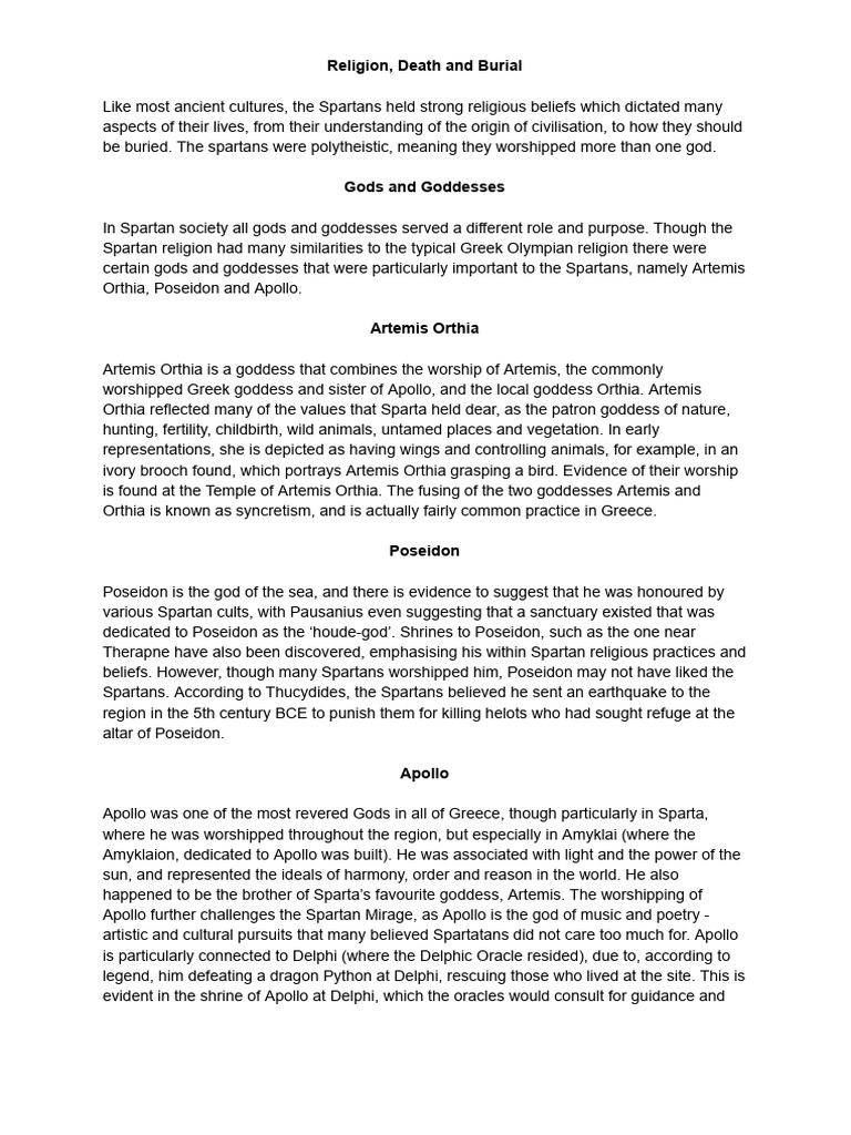 Religion, Death and Burial | PDF | Sparta | Apollo