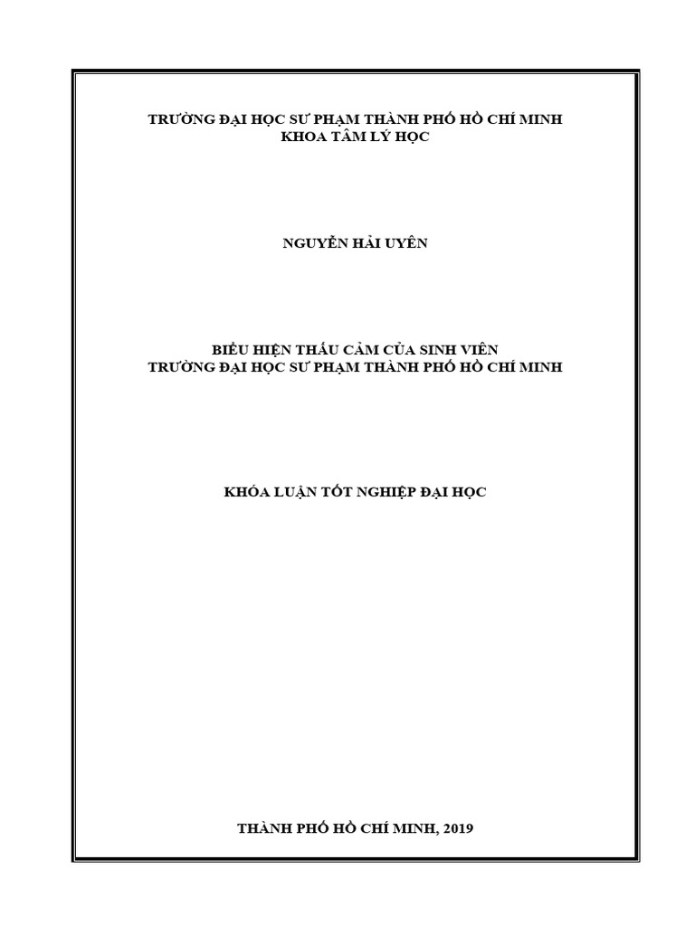 Khoa Luan Bieu Hien Thau Cam Cua Sinh Vien Truong Dai Hoc Su L27gy0eoygFmbPl 112120 | PDF