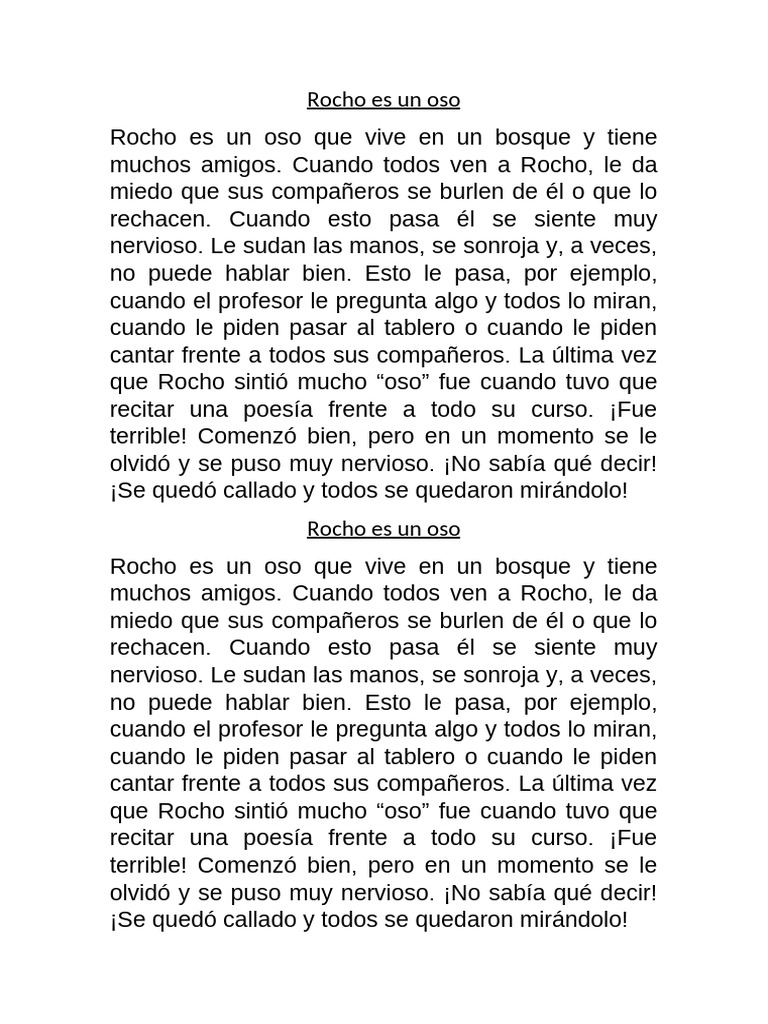 Rocho, el oso vergonzoso | PDF