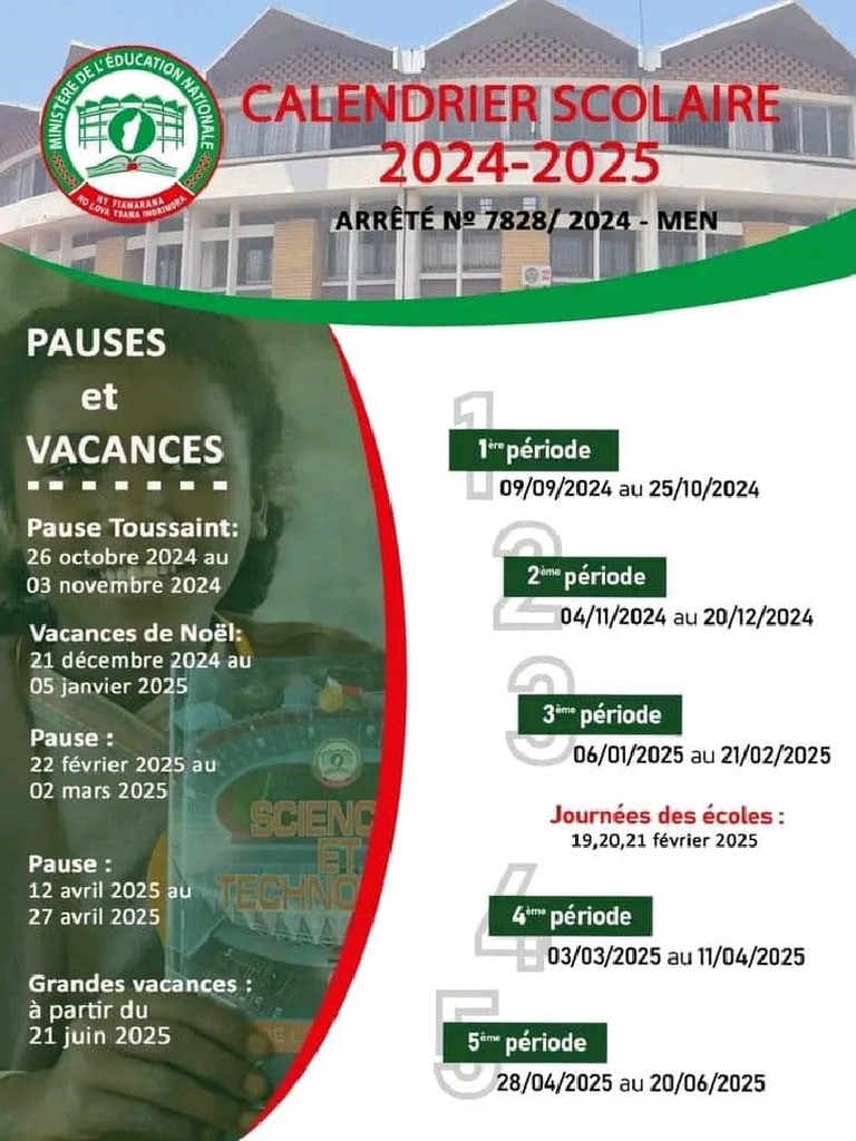 Calendrier Scolaire & Examens Officiels 2024-2025 | PDF