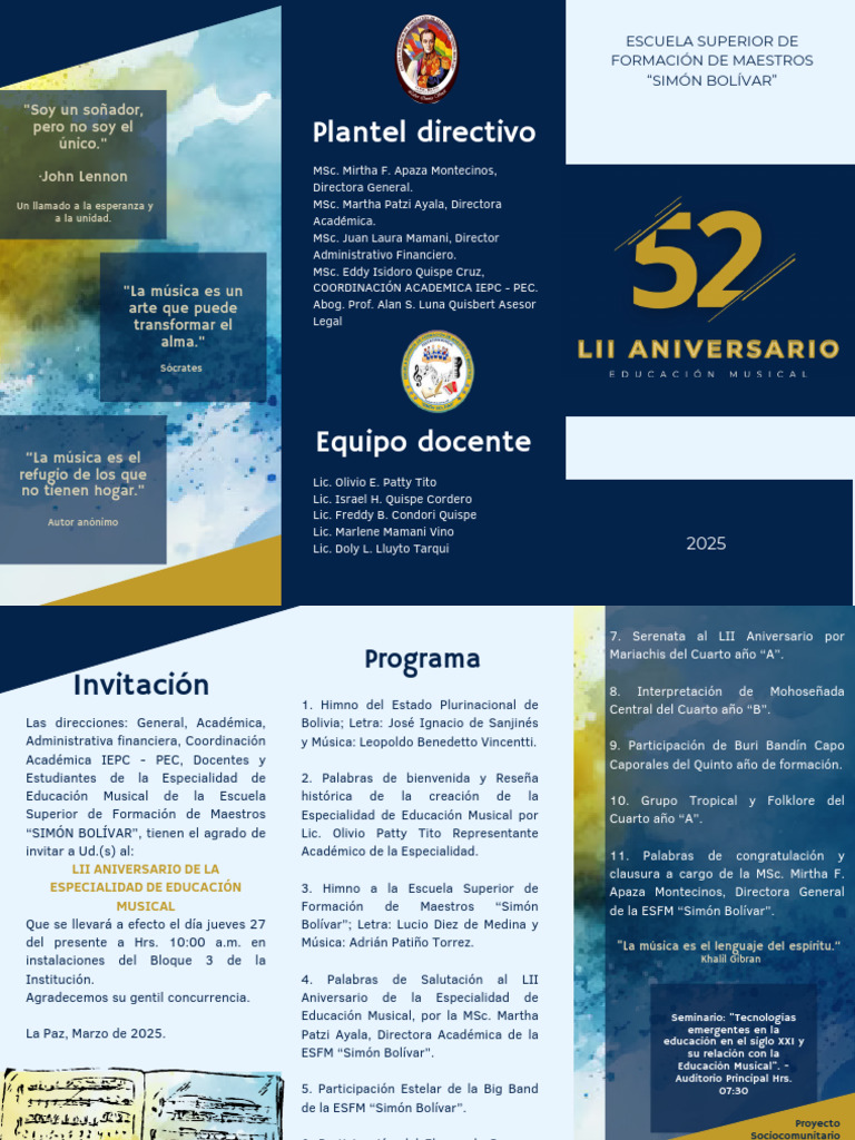 Programa aniversario EDUCACIÓN MUSICAL 27.3.25 | PDF | Musicología