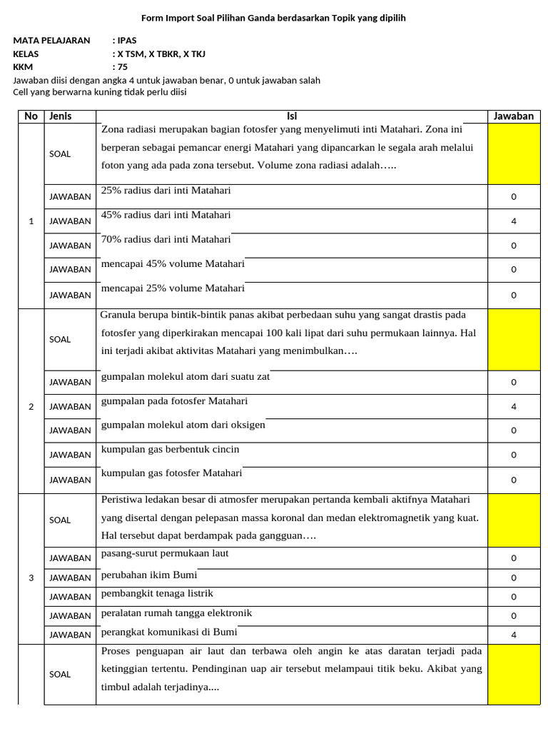 Format Soal PTS Mapel Ipas (Sri Kamulyan) Revisi | PDF