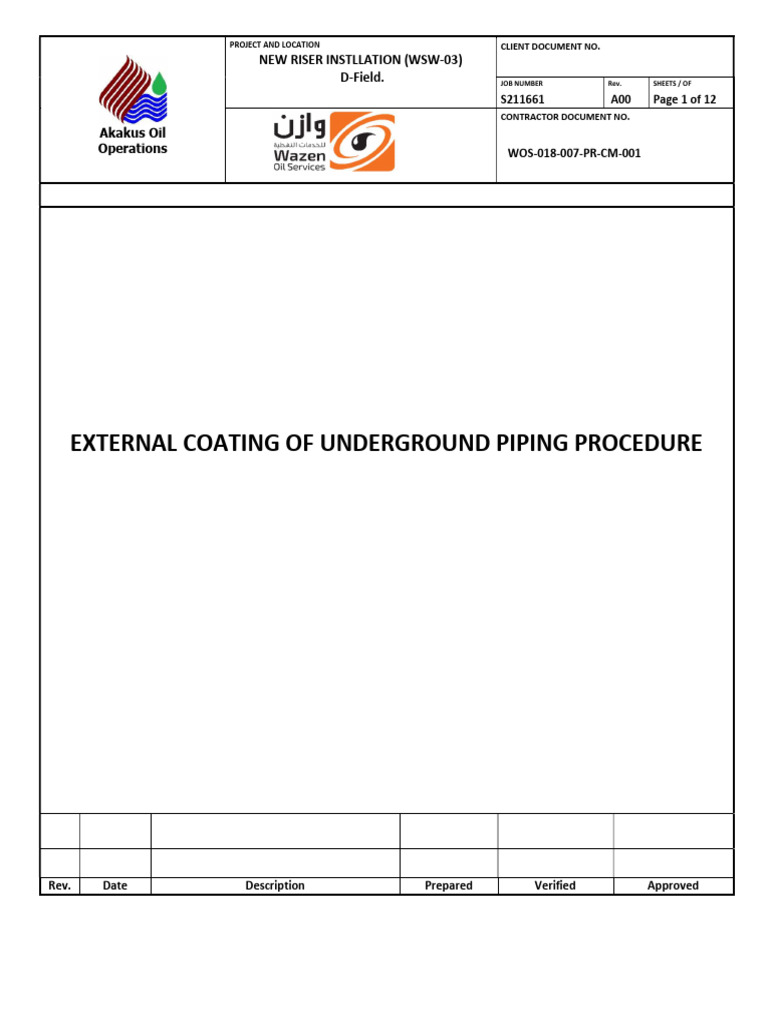 External Coating Procedure for Pipelines | PDF | Coating ...