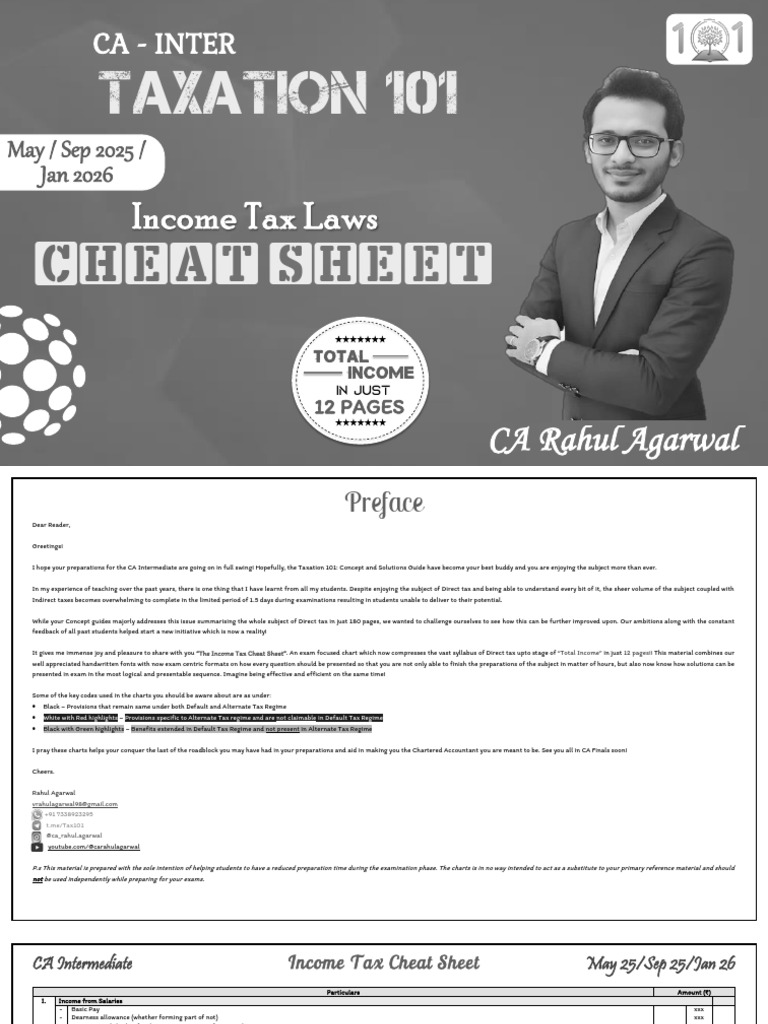 Income Tax Cheat Sheet - May 2025 | PDF | Income Statement | Expense