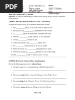 Tenses Worksheet Class 10 CBSE | PDF