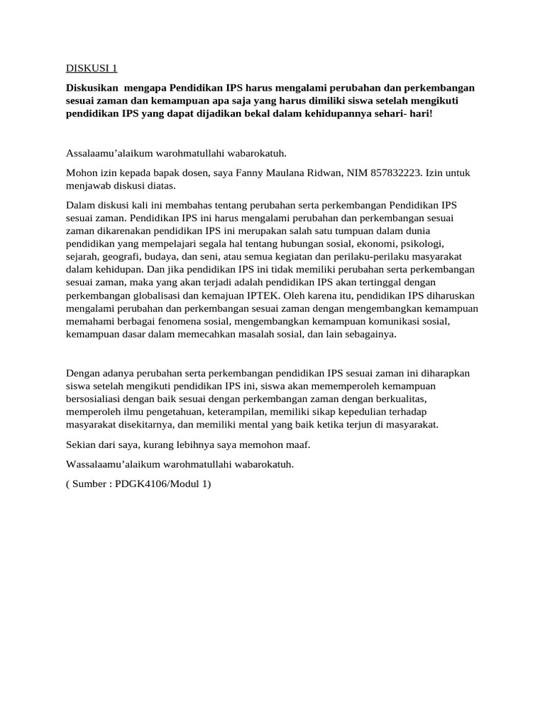 DISKUSI Pendidikan Ips Di SD | PDF