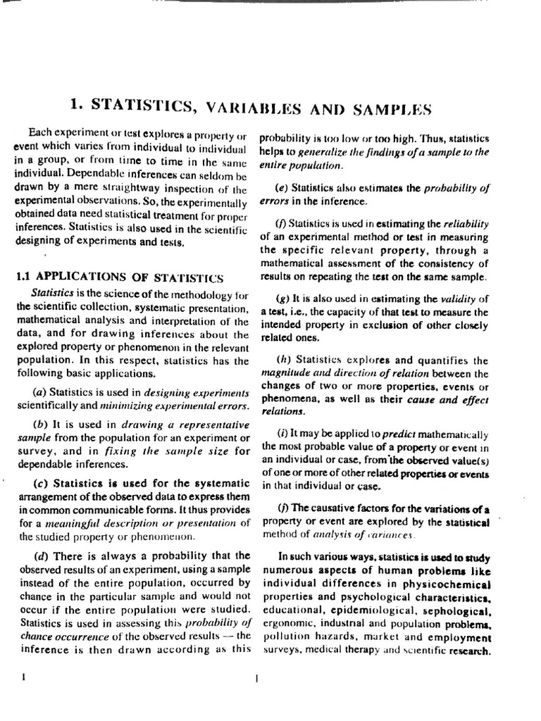 Statistics, Variables and Samples | PDF