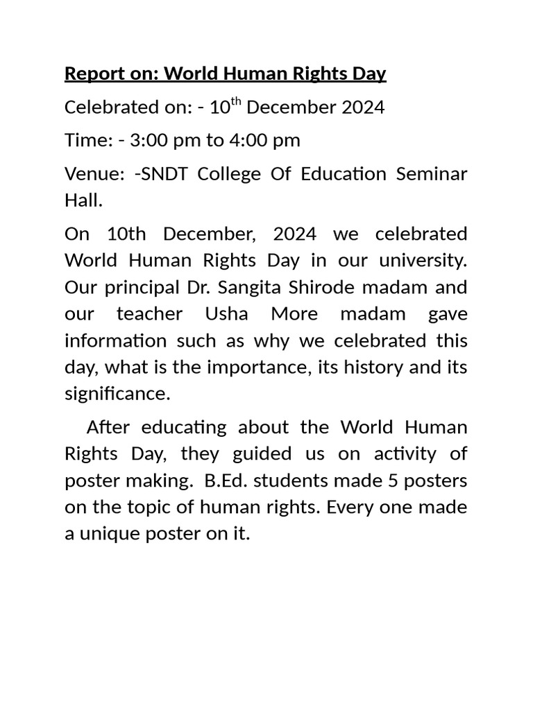 Report On World Human Rights Day | PDF