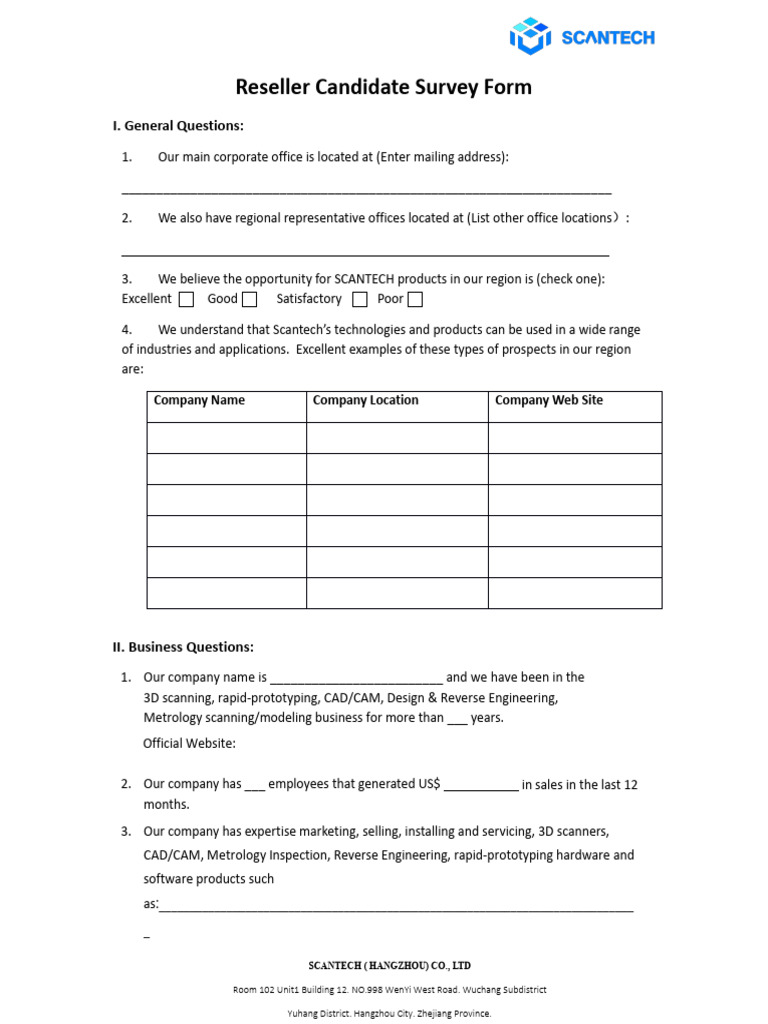 Reseller Survey Form Fillable | PDF | Computing